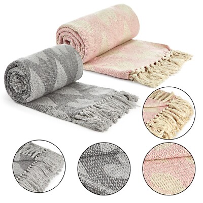 Throw Blanket for Sofas Couch Bed Runner Heart Design Soft Cotton Heart ...