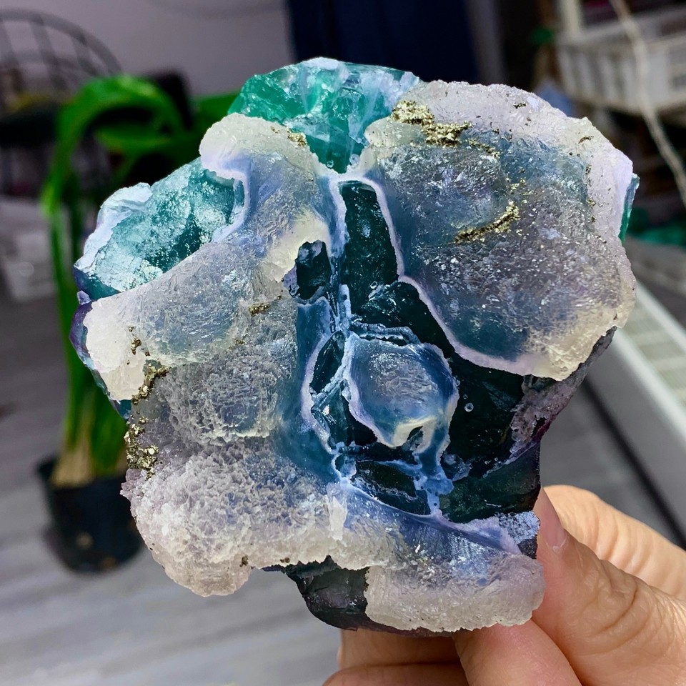 1.12LB Natural transparent purple cubic fluorite mineral sample Inner ...