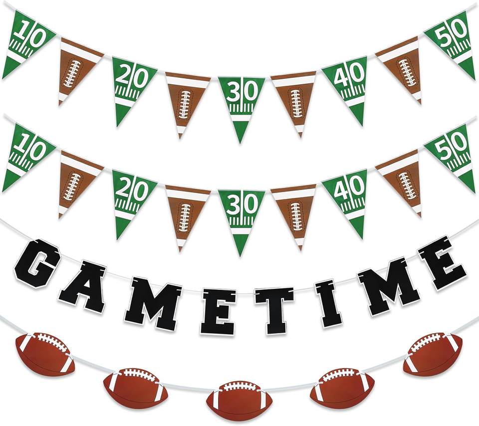 4 Pcs Football Party Decorations Football Banner Game Day Paper Garland ...