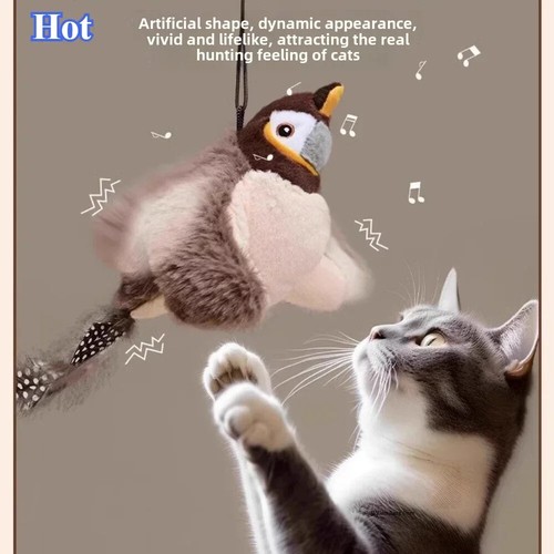 USB Interactive Flying Bird Cat Toys Electronic Pet Simulation Sparrow ...