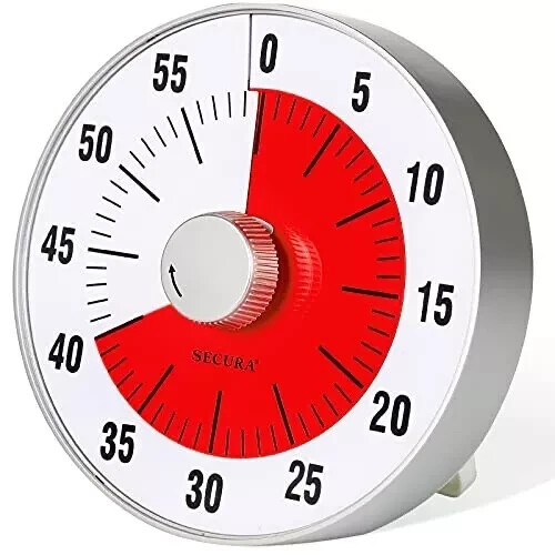 Secura 7.5-Inch Oversize Visual Countdown Timer, 60-Minute Kitchen ...