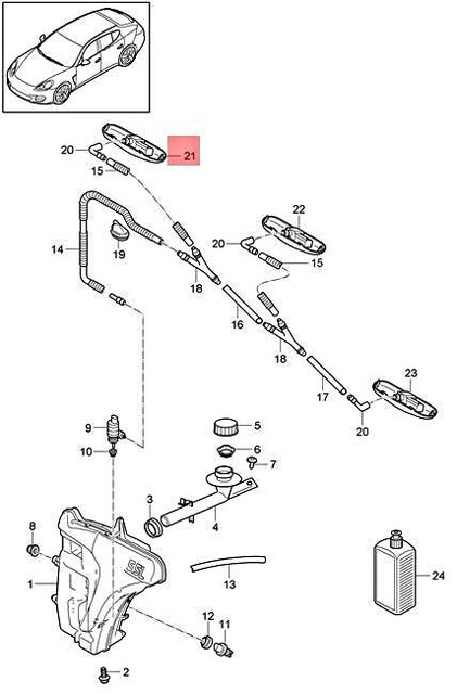 10 Porsche Panamera S Left Windshield Washer Fluid Nozzle Sprayer ...