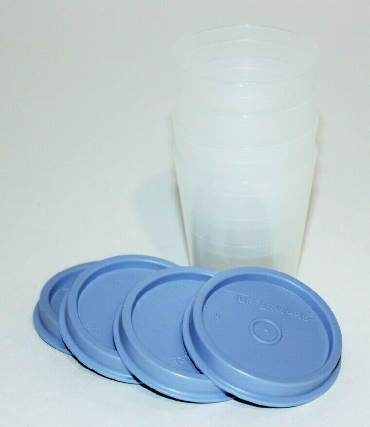 Tupperware Midgets Set of 4 Containers 2 oz Tupper Minis True Blue ...