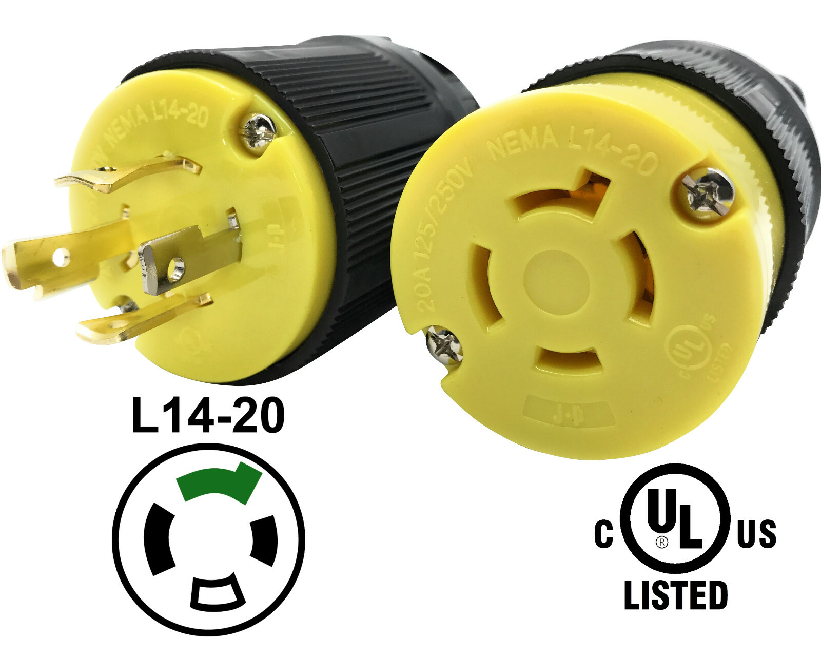 NEMA L14-20 Plug and Connector Set Industrial Grade 20 Amp 250 V L14 ...