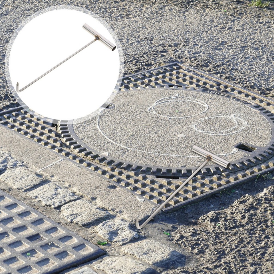 Stainless Steel Well Cover Hook Utility Manhole Tool Heavy Duty Lift ...