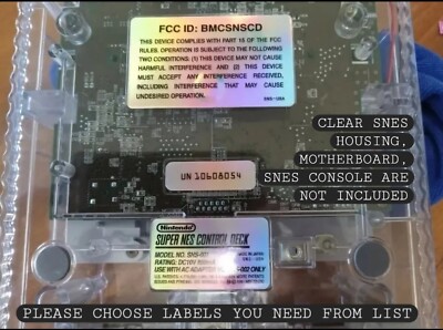 SUPER NINTENDO SNES SNS-001 CONTROL DECK, SERIAL NUMBER, FCC ID LABEL ...