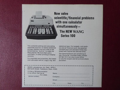 3/1971 PUB WANG LABORATORIES ELECTRONIC CALCULATOR CALCULATRICE SERIES 100 AD | eBay