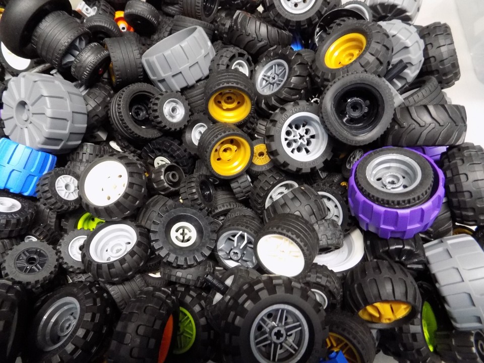 LEGO Bulk Lot 5 Pounds of Wheels,Rims and Tires Car Truck..... {WASHED ...