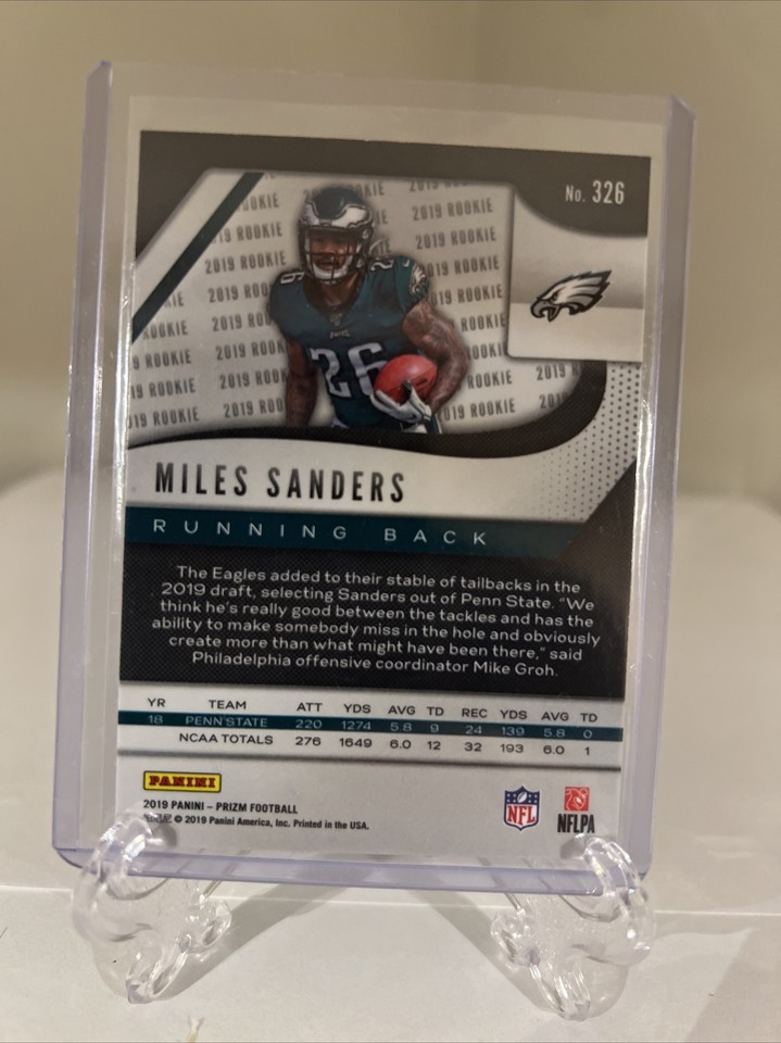 2019 Panini Prizm Football Miles Sanders Rookie Card #326 RC ...