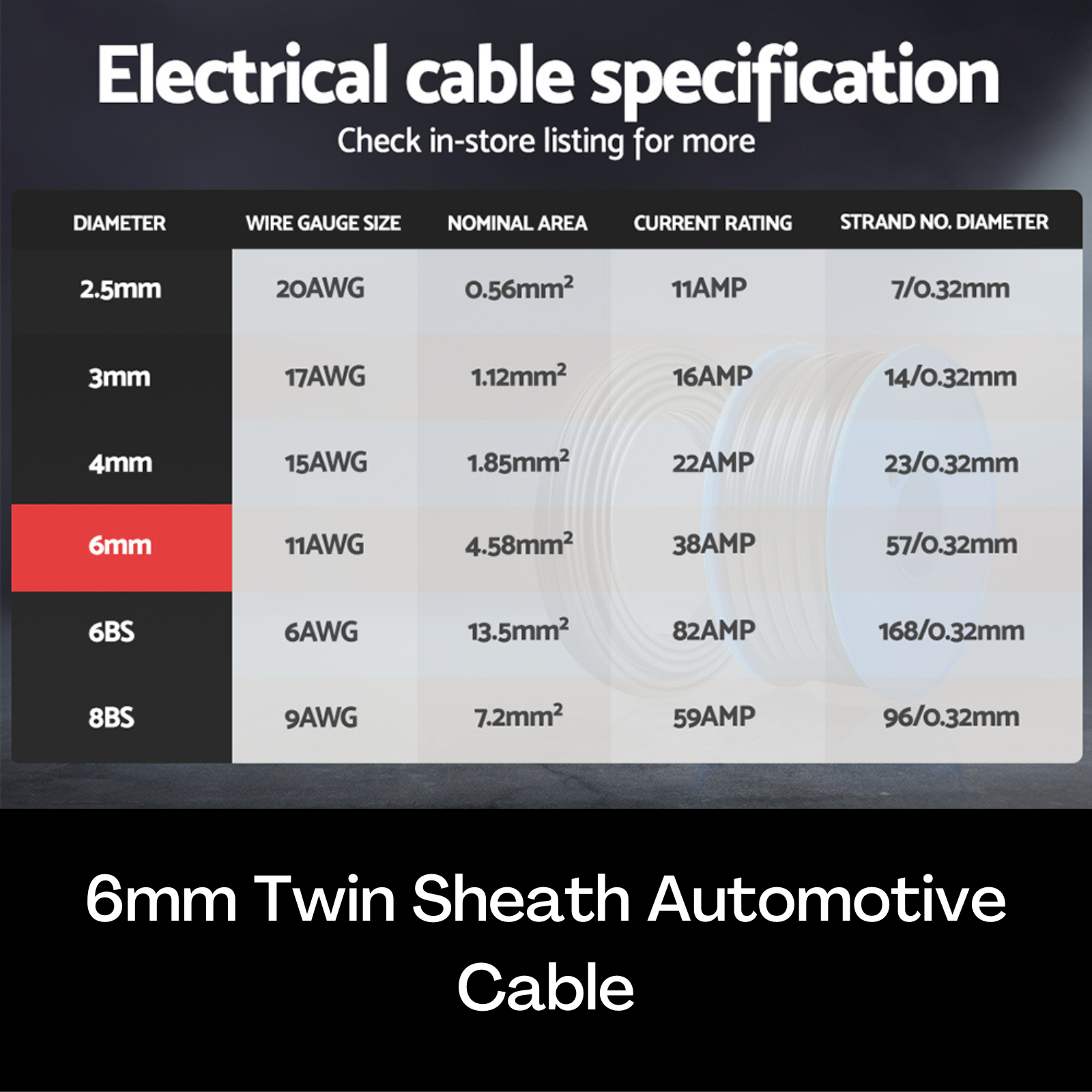 6MM Twin Core Wire Electrical Cable Electric Extension 30M Car 450V 2 ...