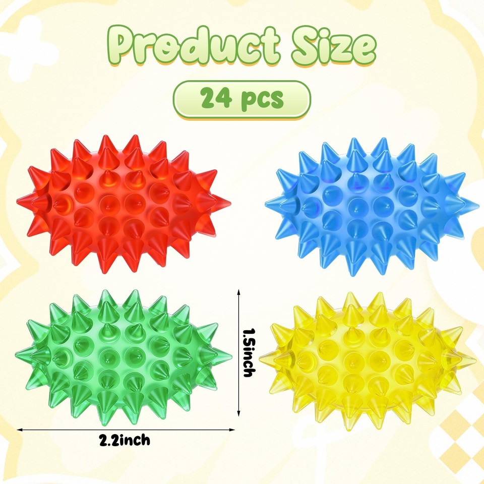 24 Pcs Spiky Balls Stim Toy, Picking Desk Fidgets for Kids & Adults ...
