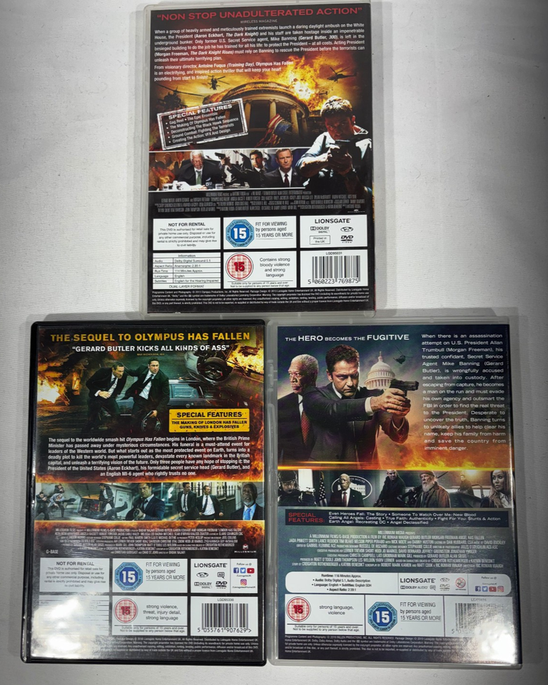 Olympus/London/Angel Has Fallen Trilogy on 3 individual DVDs Rated 15 ...