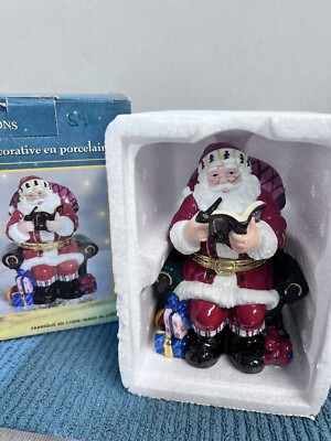 Traditions Porcelain Decorative Box SANTA IN CHAIR Christmas Holiday ...
