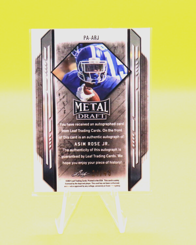 2021 Leaf Metal Draft Asim Rose Jr Blue Auto PA-ARJ #21/40 RC | eBay