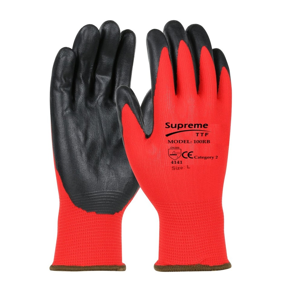 24 PAIRS NEW PU COATED SAFETY WORK GLOVES GARDEN GRIP MENS BUILDERS ...