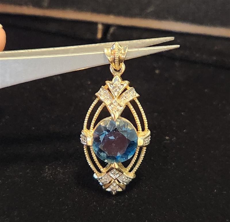 GORGEOUS Vintage Estate Samuel Aaron Inc 10kt GOLD with large Blue ...