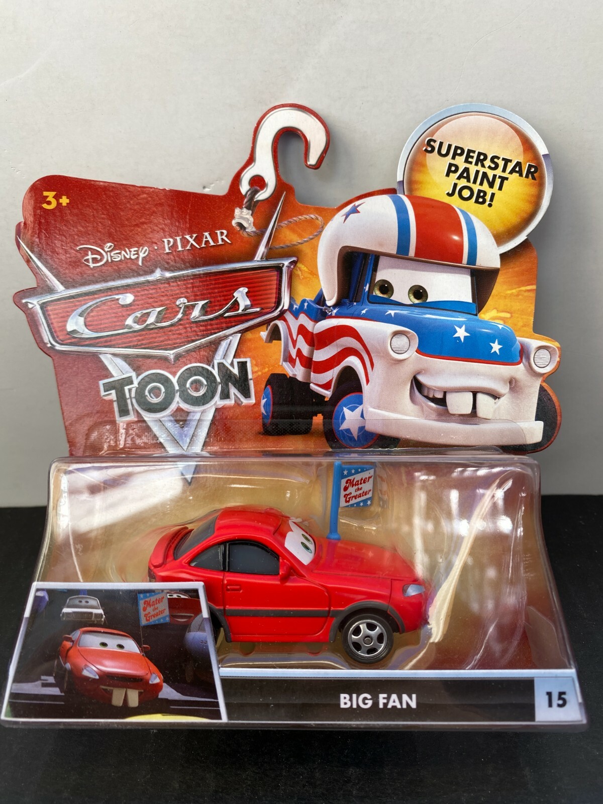 Disney Pixar Cars Big Fan Toon Series Die Cast Car Mattel 2009 Ships ...