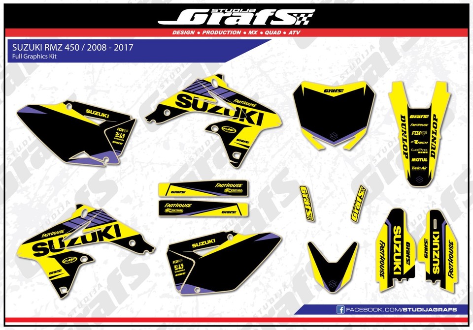 Suzuki Complete Graphics Kit For RM RMZ Z DRZ 50 65 70 85 125 250 400 ...
