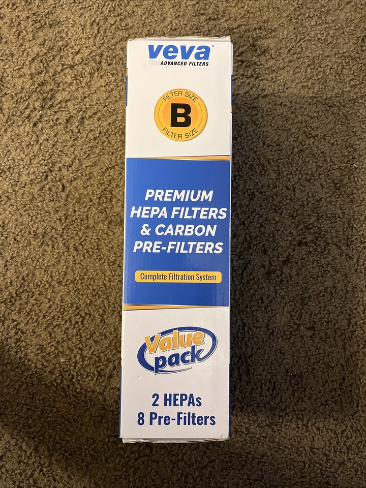 VEVA PREMIUM ADVANCED FILTERS SIZE B 2 HEPA FILTER Plus 8 CARBON PRE ...