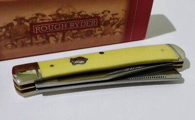 VINTAGE YELLOW RAZOR TRAPPER HUNTING POCKET KNIFE R.R. ! | eBay