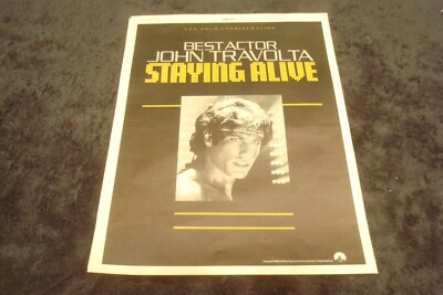 STAYING ALIVE 1983 Oscar ad John Travolta as Tony Manero for Best Actor ...