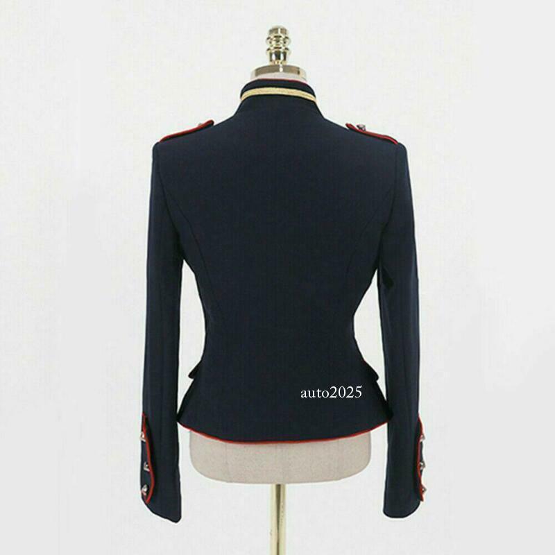 Women's Dress Blazer Stand Collar Jacket Party Retro Slim Fit Elegant ...