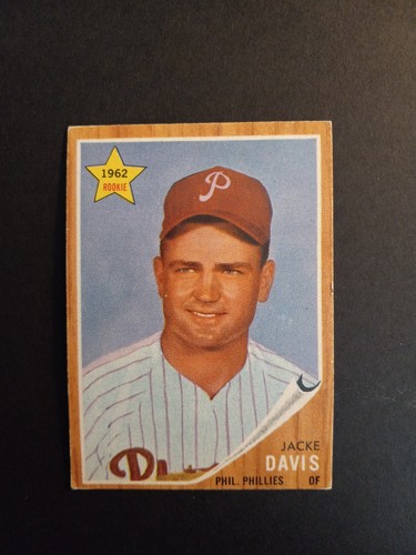 1962 Topps Baseball Jacke Davis Phillies #521 High Number Rookie Card ...