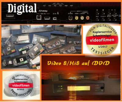 Analog Video Hi8 Video8 Digital8 auf DVD digitalisieren, Kassetten ...