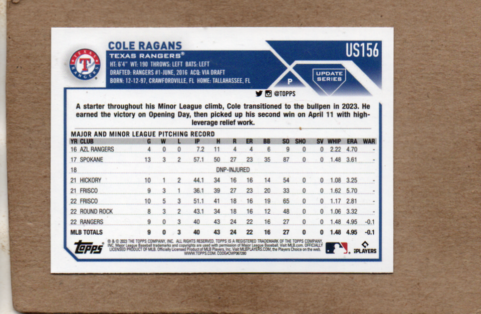 cole ragans texas rangers us156 2023 topps silver foilboard card | eBay