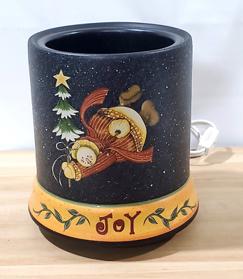 ELECTRIC CROCK JAR CANDLE WARMER SNOWMAN XMAS TREE FARMHOUSE PRIMITIVE ...