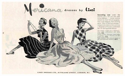Mexicana Dresses by Linzi London PRINT AD 1950s Women's Clothing Advert ...