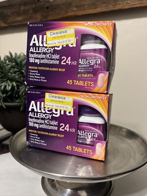 2 Pack Allegra 24-hour Indoor and Outdoor Allergy Relief 180 mg - 45 ...