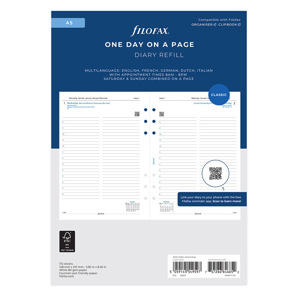 Filofax Diary Refills A5 2025, 2026 Organisers / Planners - Full Range ...