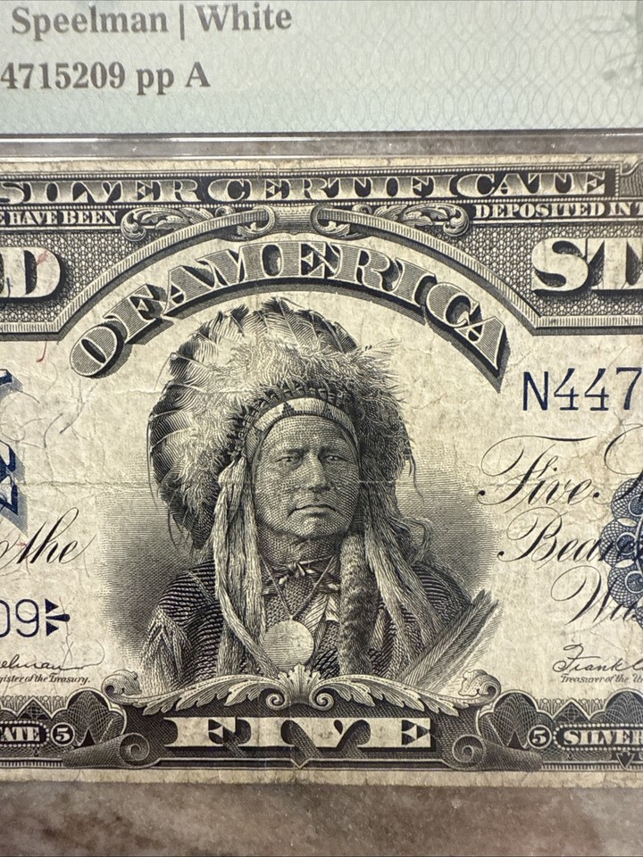 1899 $5 Silver Certificate "chief note" Fr. 281 PMG VF 25 (no comments ...