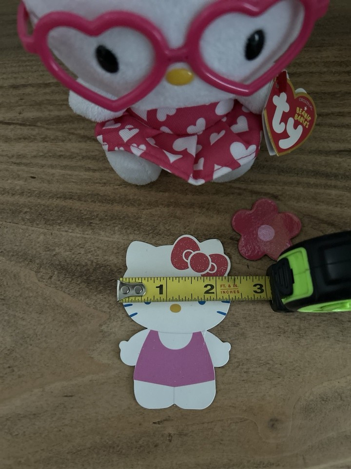 TY Beanie Baby Hello Kitty Pink Dress WITH TAGS Glasses 6", Ink Pen ...