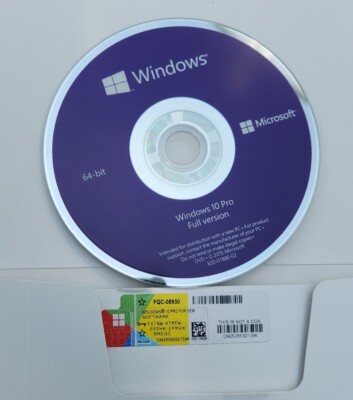 Microsoft Windows 10 Pro 64 bit x64 64 Bit DVD Full English MS WIN 10 ...