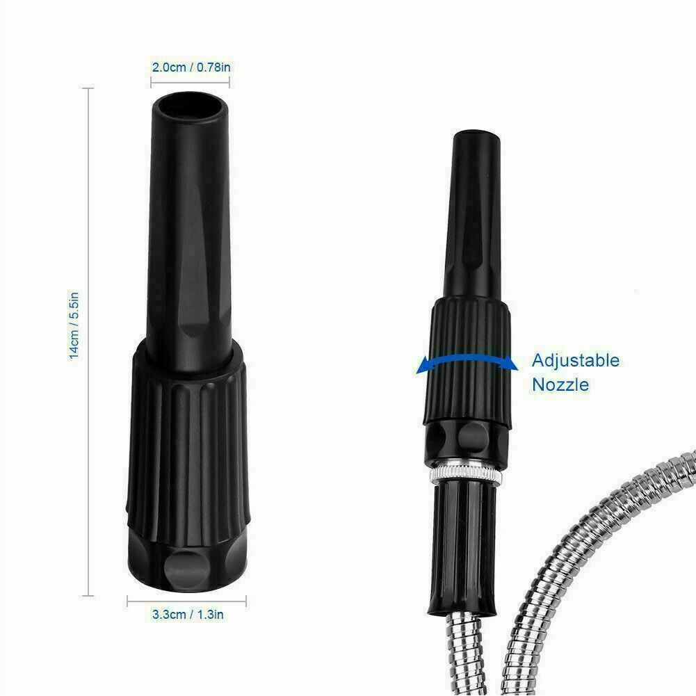 25/50/75/100FT Stainless Steel Water Hose Pipe Metal Garden Nozzle ...