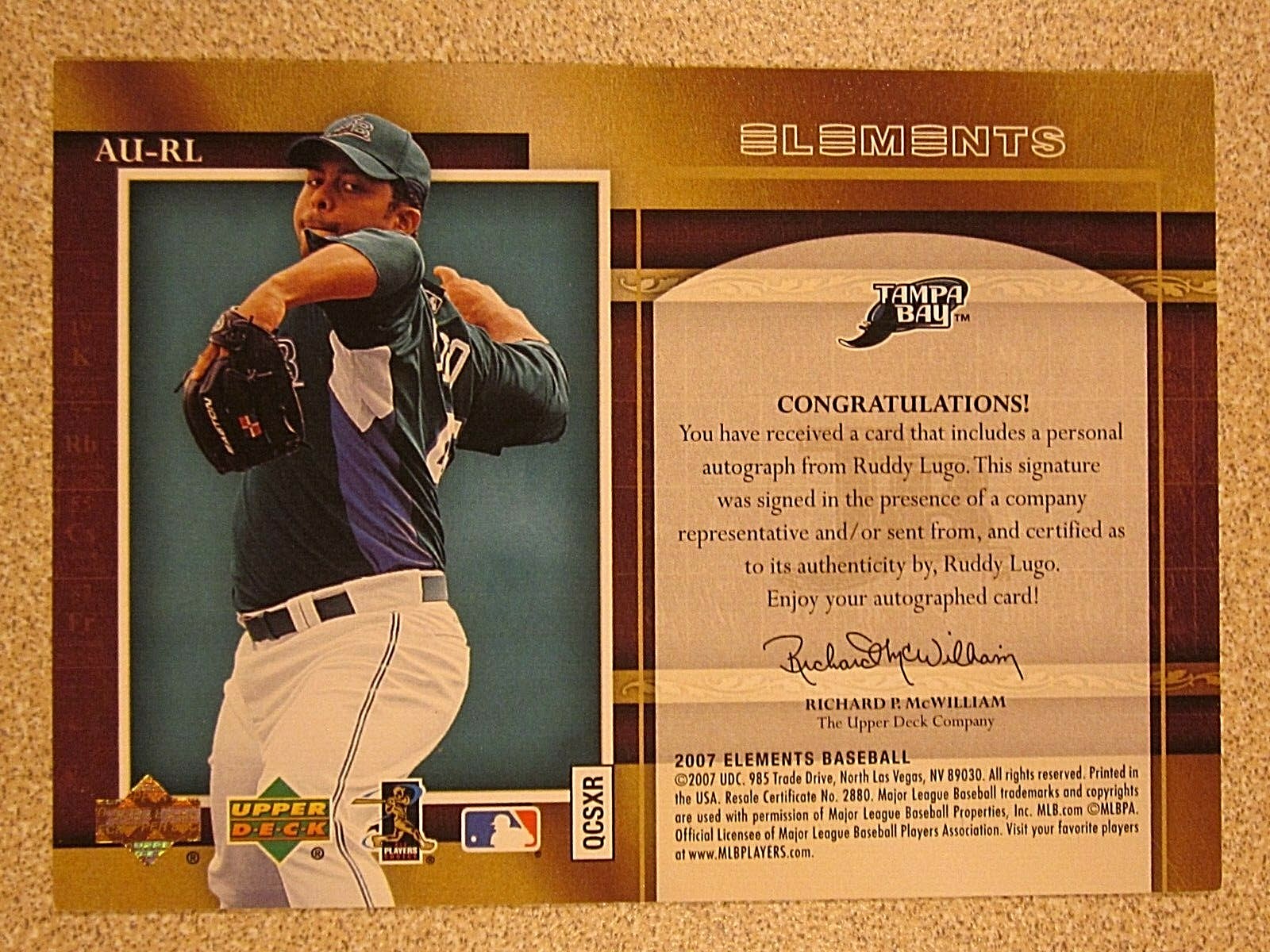 2007 Upper Deck Elements - Elemental Autographs Ruddy Lugo #AU-RL (AU ...