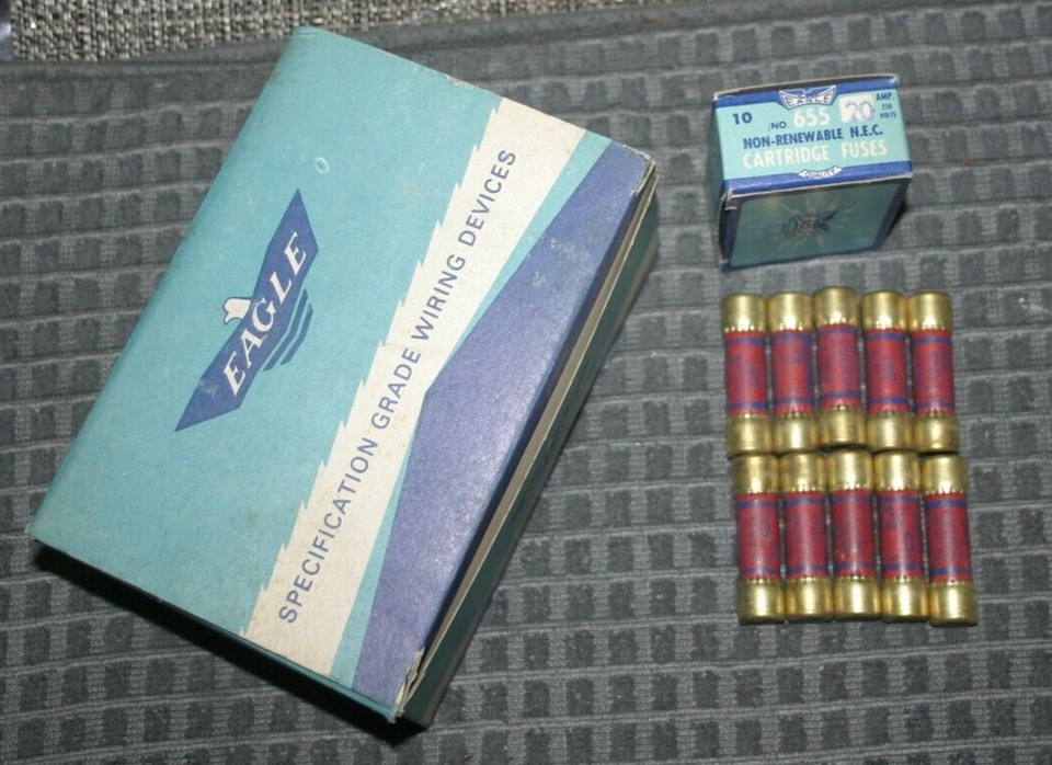 BOX OF 10 Eagle 20AMP 250V Cartridge Fuses #655 Non-Renewable 655 NEW ...