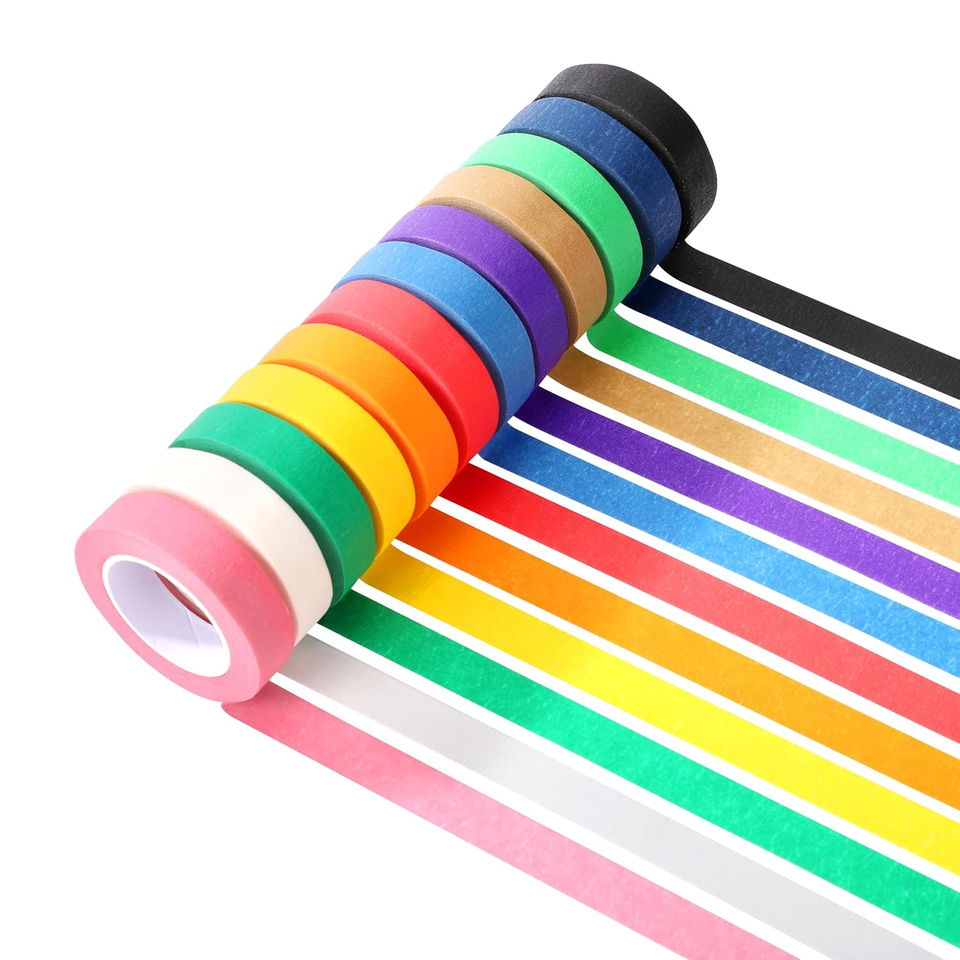 Colored Masking Tape 12PCS-Painters Tape, 12 Color Tape Rolls,Colored ...