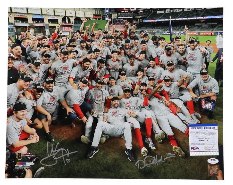 Daniel Hudson & Yan Gomez Signed Washington Nationals 2019 WSC 16x20 ...