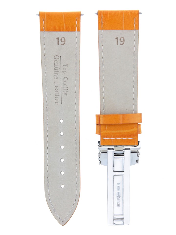 19MM LEATHER WATCH BAND STRAP DEPLOYMENT CLASP FOR INVICTA WATCH ORANGE ...