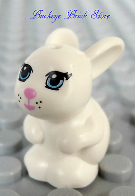 NEW Lego Minifig Animal WHITE RABBIT Bunny Blue Eyes Boy/Girl Friends ...