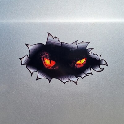 Evil Devil Eye Ripped Oval Carbon Fibre Vinyl Sticker Decal For Car Van ...