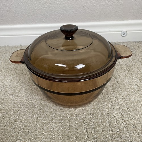 Corning Pyrex Visions Ware Amber Glass Pot Vintage | eBay