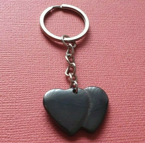 Heart Keyring Hematite Double Hearts Love jewelry keychain key chain ...