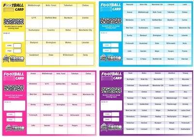 FOOTBALL SCRATCH CARDS 20 30 40 50 and 80 Team Fundraising A5 Card ...