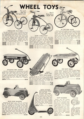 1939 PAPER AD Skippy Racer Snow Sled Coaster Wagon Sidewalk Scooter ...
