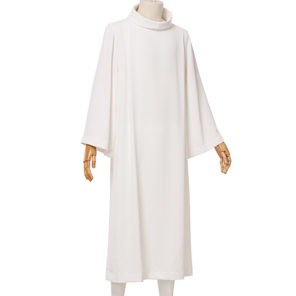 Christian Church Ivory White Alb Robe Roll Collar Vestments Gown ...