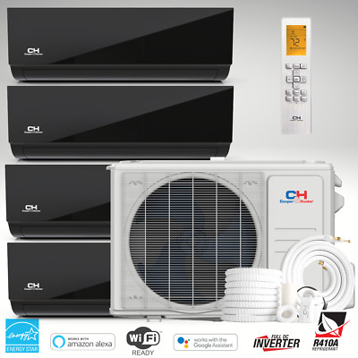 36000 BTU MidNight Four 4 Zone Mini Split Heat Pump Air Conditioner (4x ...